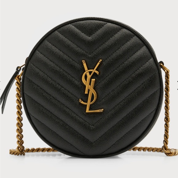 Yves Saint Laurent | Bags | Saint Laurent Vinyle Ysl Round Quilted ...